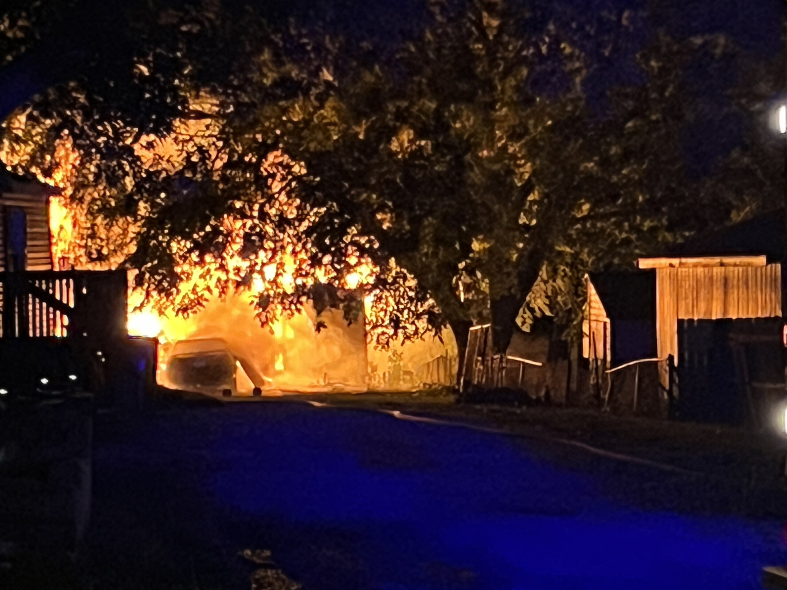 WATCH: Garage burns down in Denton